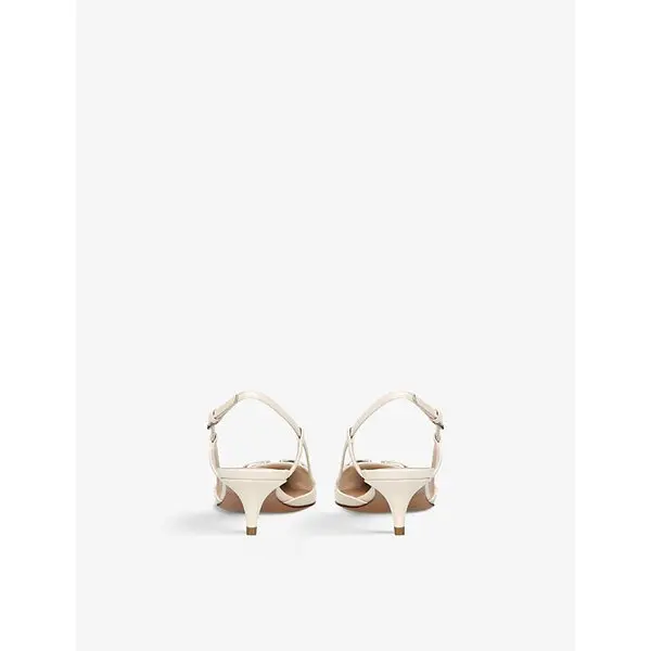 Valentino Garavani Vlogo 40 Pointed-toe Leather Slingback Courts - Cream