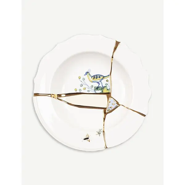 SELETTI Marcantonio Kintsugi Porcelain Soup Plate 22cm - One-color