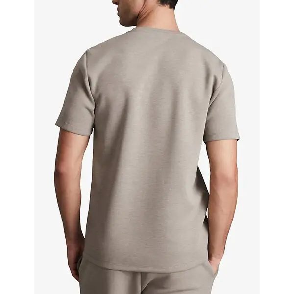 REISS Bradley Stitched-trim Stretch Woven-blend T-shirt - Taupe