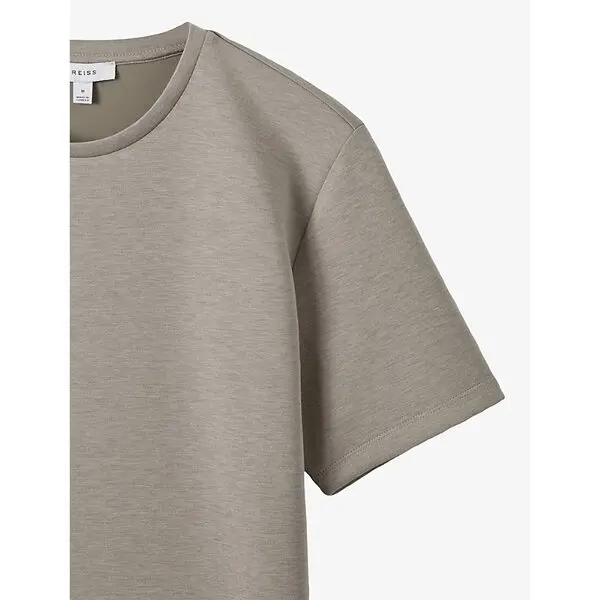 REISS Bradley Stitched-trim Stretch Woven-blend T-shirt - Taupe