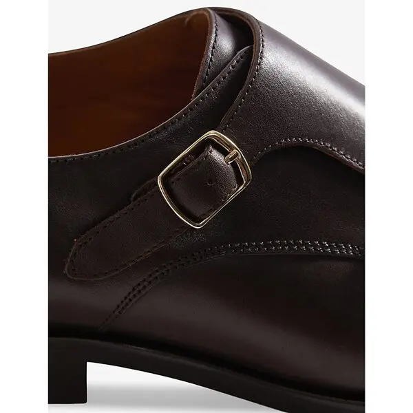 REISS Amalfi Double-monk Strap Leather Shoes - Dark Brown