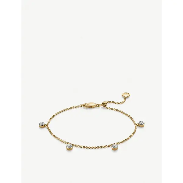 Monica Vinader Fiji Tiny 18ct -plated Vermeil And Diamond Bracelet - Gold