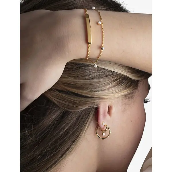 Monica Vinader Fiji Tiny 18ct -plated Vermeil And Diamond Bracelet