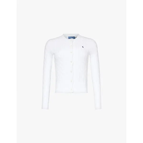 Polo Ralph Lauren Logo-embroidered Cable-knit Cardigan - White
