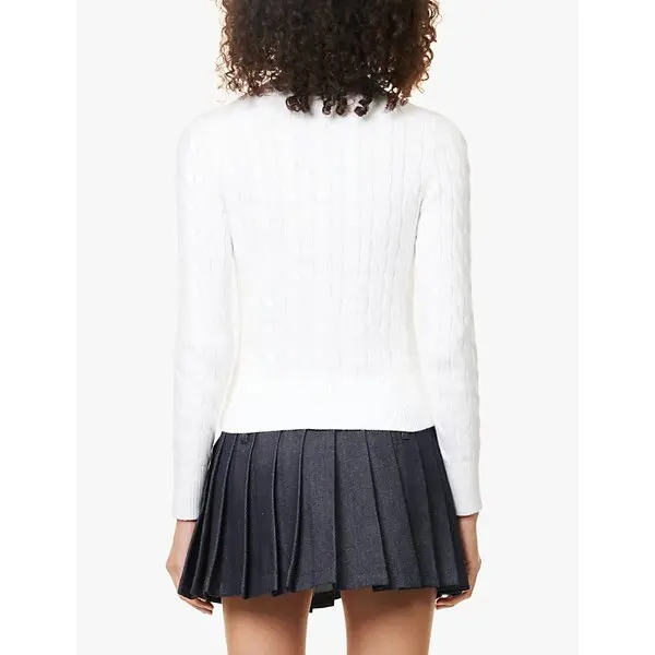 Polo Ralph Lauren Logo-embroidered Cable-knit Cardigan - White