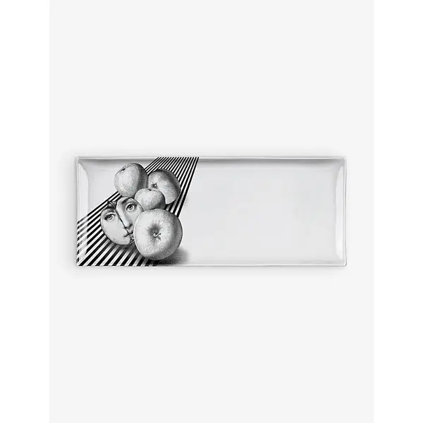 FORNASETTI Variazioni N.390 Screen-printed Porcelain Tray 14cm X 38cm - One-color