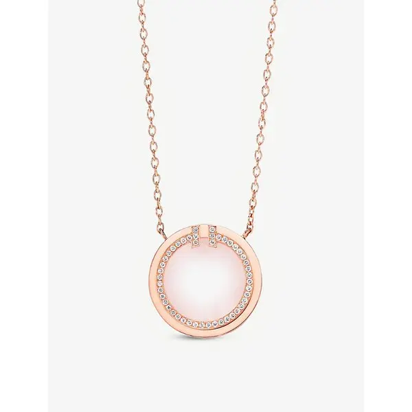 Tiffany & Co. T Circle Pendant Necklace With Opal And Diamonds - Rose Gold