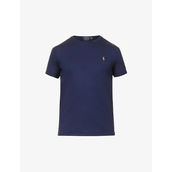 Polo Ralph Lauren Short-sleeved Logo-embroidered Custom Slim-fit Cotton-jersey T-shirt - French Navy