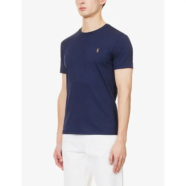 Polo Ralph Lauren Short-sleeved Logo-embroidered Custom Slim-fit Cotton-jersey T-shirt - French Navy