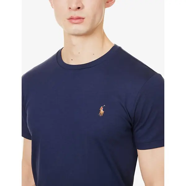 Polo Ralph Lauren Short-sleeved Logo-embroidered Custom Slim-fit Cotton-jersey T-shirt - French Navy