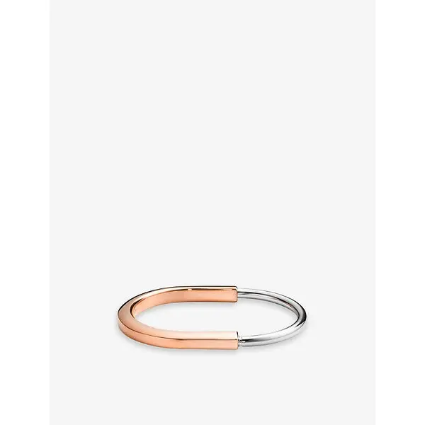 Tiffany & Co. Lock 18ct Rose And White Gold Bangle - Rose Gold