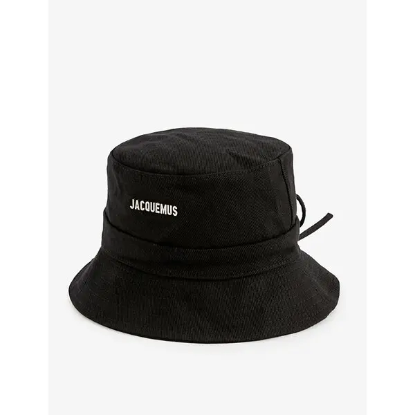 Jacquemus Le Bob Gadjo Brand-plaque Cotton Bucket Hat - Black