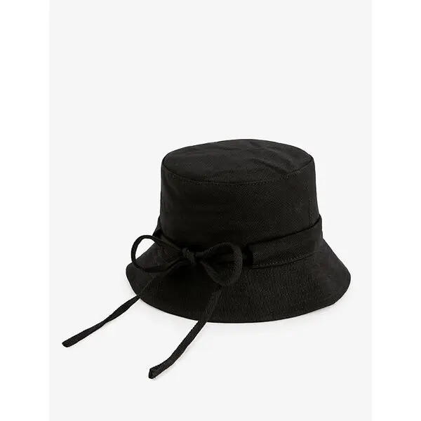 Jacquemus Le Bob Gadjo Brand-plaque Cotton Bucket Hat - Black