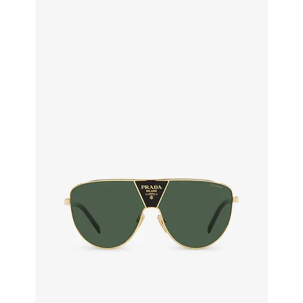 Prada Pr 69zs Shield-frame Sunglasses - Gold