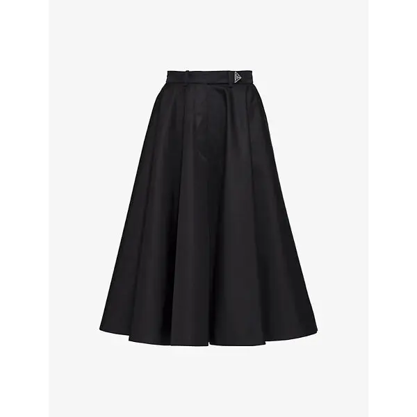 Prada Logo-plaque Pleated Re-nylon High-rise Skirt