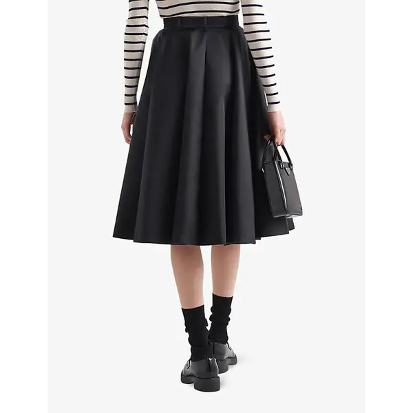 Prada Logo-plaque Pleated Re-nylon High-rise Skirt