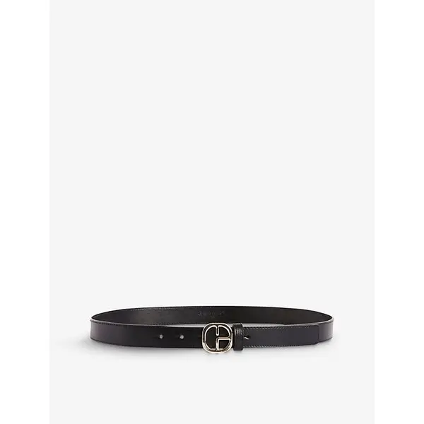 Claudie Pierlot Leather Belt With Gold-tone Hardware - Noir / Gris