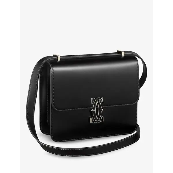 Cartier C De Mini Leather Cross-body Bag - Black