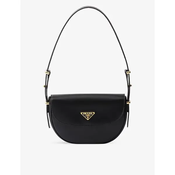 Prada Arqué Leather Shoulder Bag - Black