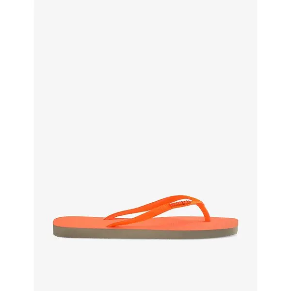 Havaianas Glitter Logo Rubber Flip-flops - Beige/orange