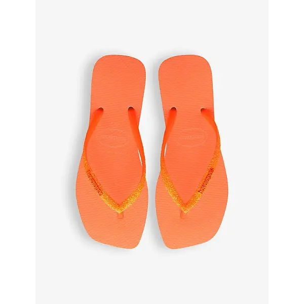 Havaianas Glitter Logo Rubber Flip-flops - Beige/orange
