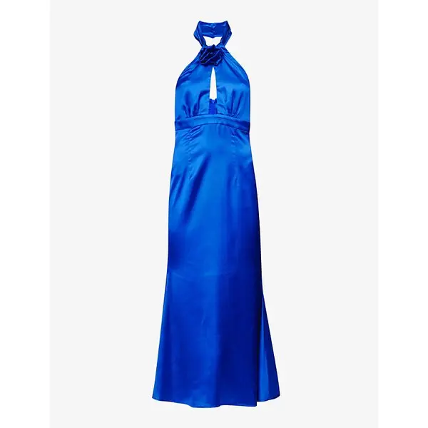 satin applique woven maxi dress Sage Satin Applique Woven Maxi Dress