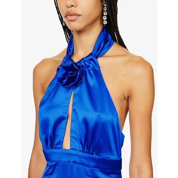 satin applique woven maxi dress BHLDN Floral Appliqu Satin Maxi Dress