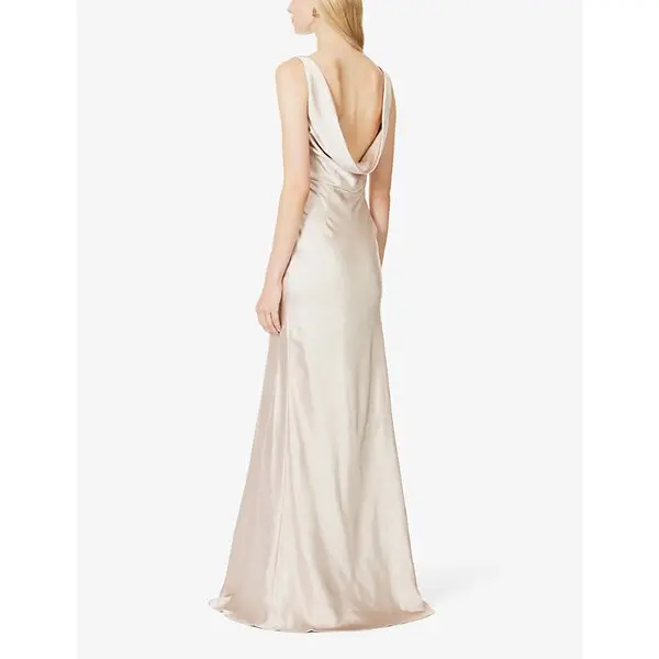 oyster satin bridesmaid dress TH&TH Camilla Bridesmaid Dress in Oyster Satin – TH and TH main image 0