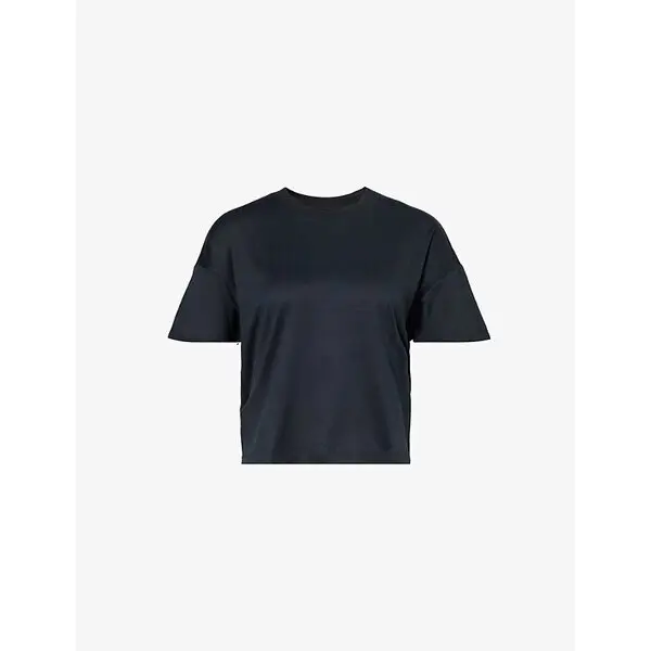 Vuori Energy Brand-patch Boxy-fit Stretch-jersey T-shirt - Black Heather