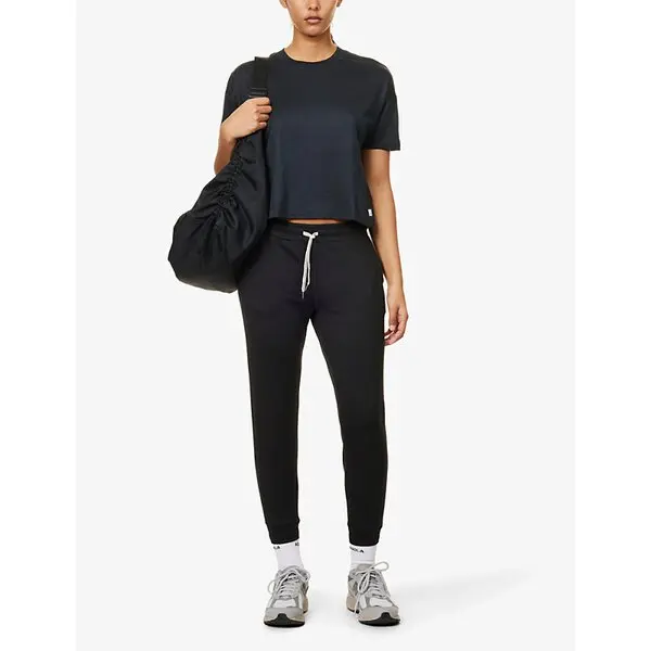 Vuori Energy Brand-patch Boxy-fit Stretch-jersey T-shirt - Black Heather