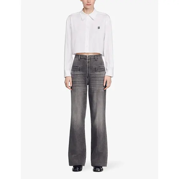 Sandro Logo-embroidered Cropped Shirt - Naturels