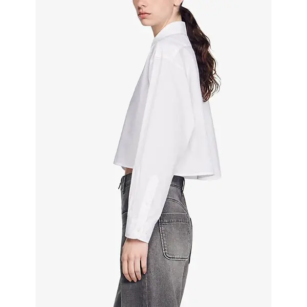 Sandro Logo-embroidered Cropped Shirt - Naturels