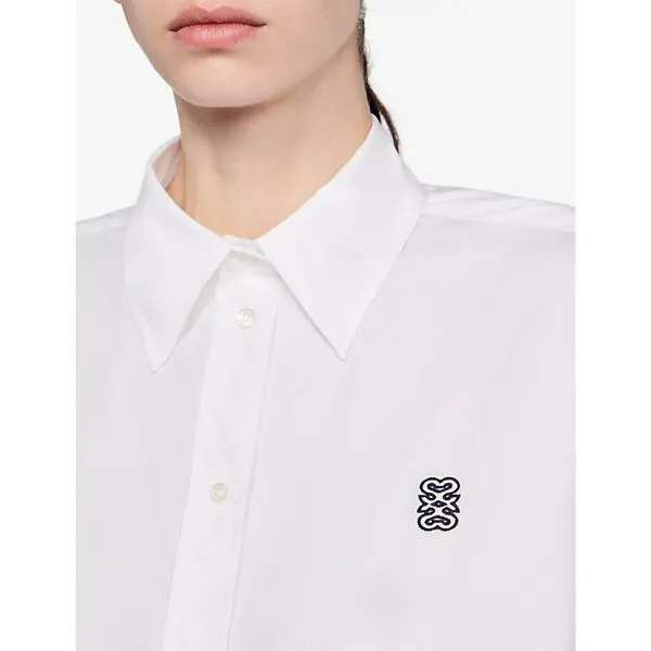 Sandro Logo-embroidered Cropped Shirt - Naturels