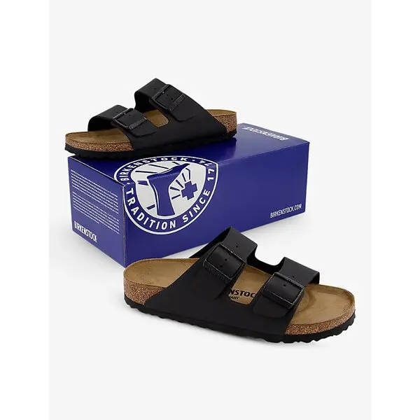 BIRKENSTOCK Arizona Two-strap Faux-leather Sandals - Black Birko Flor