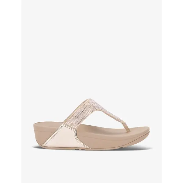 Fitflop Lulu Glitter Rhinestone-embellished Sandals - Beige
