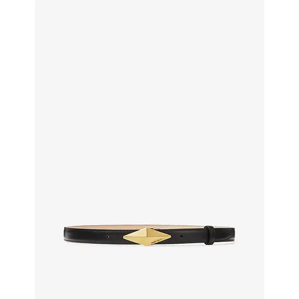 JIMMY CHOO Diamond Buckle Leather Belt - Black/gold