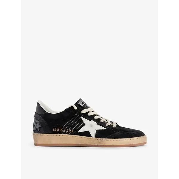 GOLDEN GOOSE Ball Star Appliqué Suede Trainers - Blk/white