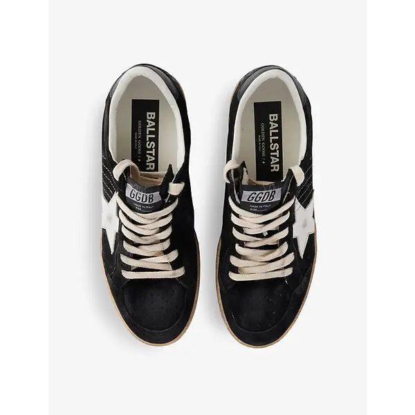 GOLDEN GOOSE Ball Star Appliqué Suede Trainers - Blk/white