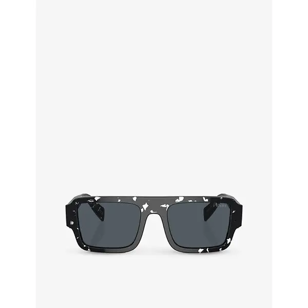 Prada Rectangle-frame Abstract Sunglasses - Black