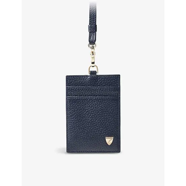 ASPINAL OF LONDON Logo-badge Leather Lanyard Card Holder - Navy