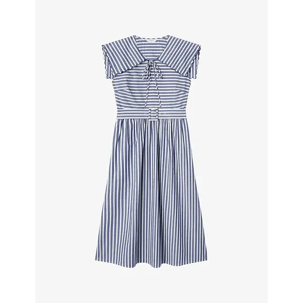 knee length dresses for ladies BEAU BLACK STRIPE HALTER MIDI DRESS  DISSH