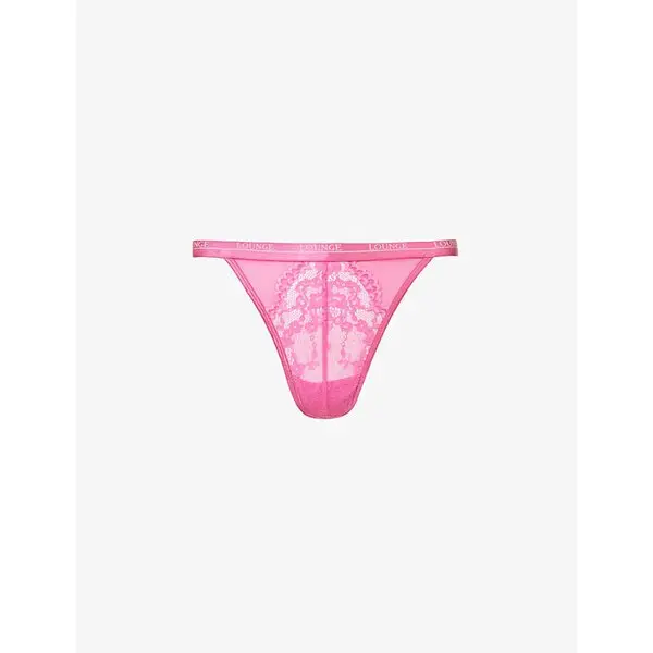 Lounge Blossom High-rise Stretch-lace Thong - Hot Pink