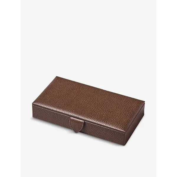 ASPINAL OF LONDON Grained-leather Cufflink Box - Tobacco