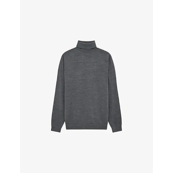 REISS Caine Slim-fit Wool Jumper - Mid Grey Melang