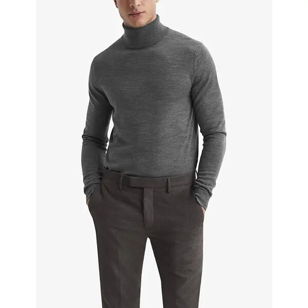 REISS Caine Slim-fit Wool Jumper - Mid Grey Melang