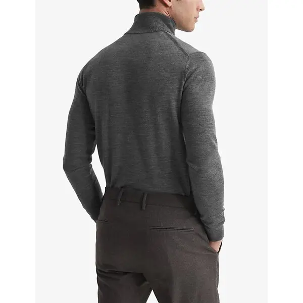 REISS Caine Slim-fit Wool Jumper - Mid Grey Melang