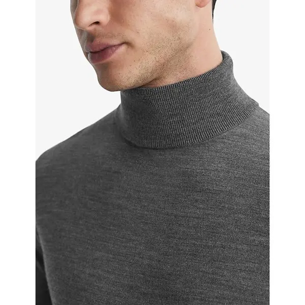 REISS Caine Slim-fit Wool Jumper - Mid Grey Melang