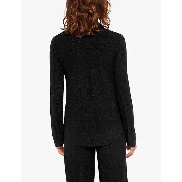 Whistles Eva Sparkle Slim-fit Stretch-woven Shirt - Black