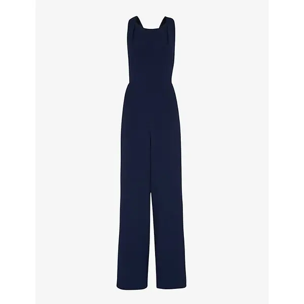 Whistles Tie-back Maxi Stretch-woven Jumpsuit - Navy