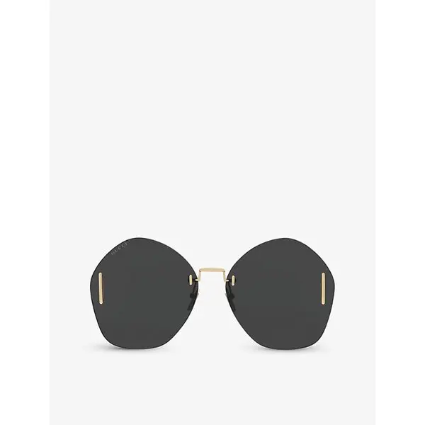 Gucci Gg1203s Round-frame Sunglasses - Pink/gold